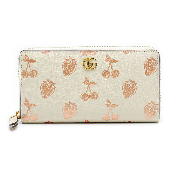 Gucci | Bags | Gucci Zip Around Wallet Pink Berry Cherry Long Wallet ...